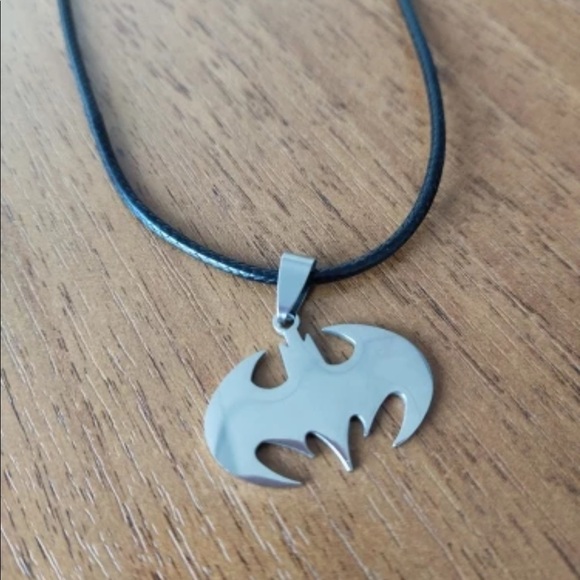 Batman | Accessories | Stainless Steel Leather Batman Necklace | Poshmark